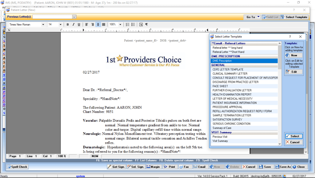 Podiatry EMR Software - 1st Providers Choice